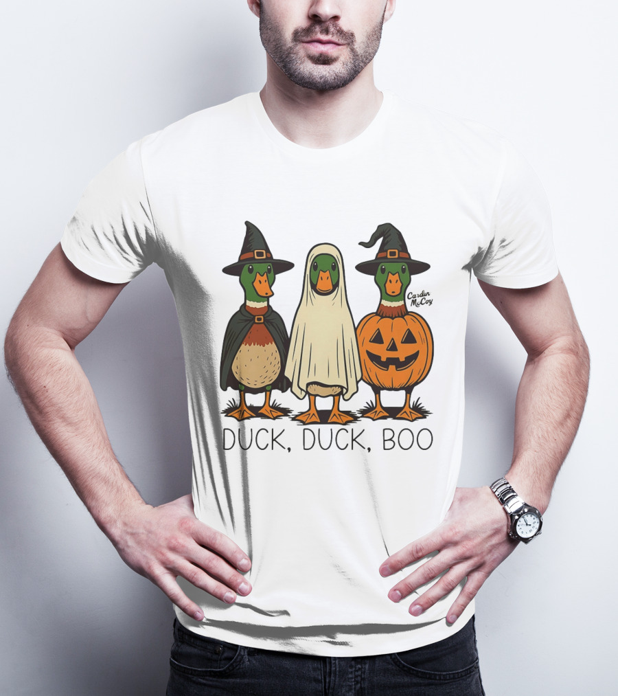 Duck Duck Boo Halloween 2026 Duck Trio In Costumes T-Shirt