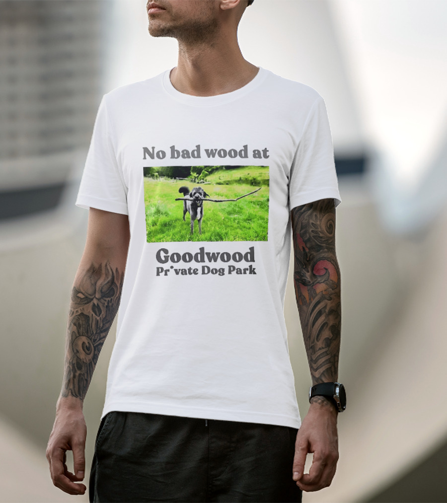 No Bad Wood At Goodwood Private Dog Park Playful Pup With Stick T-Shirt