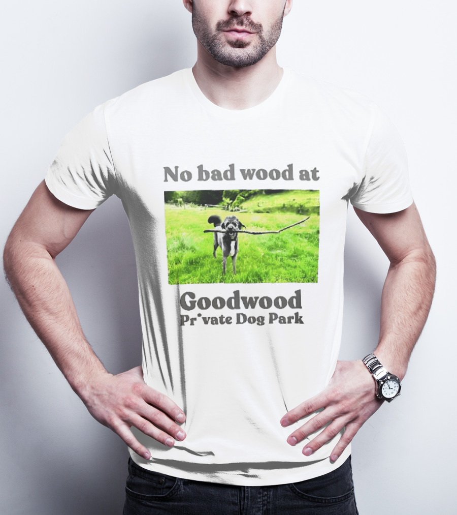 No Bad Wood At Goodwood Private Dog Park Playful Pup With Stick T-Shirt