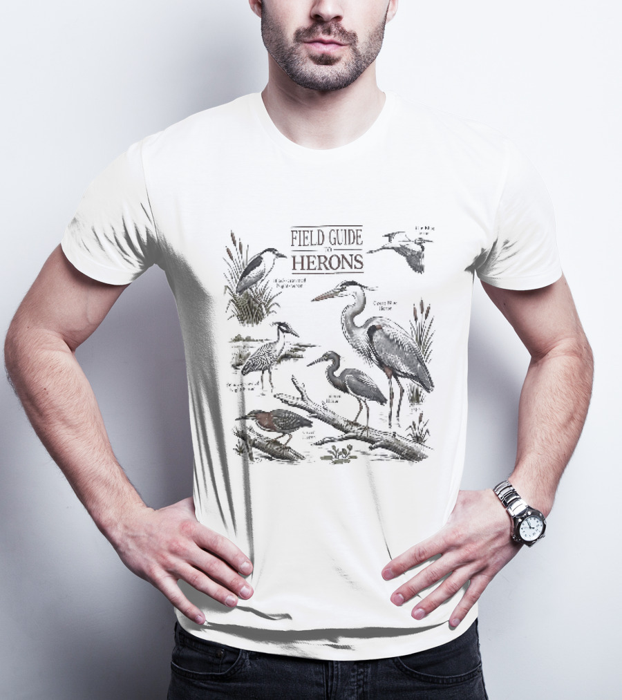 Field Guide Herons Black Crowned Night Heron Yellow Crowned T-Shirt