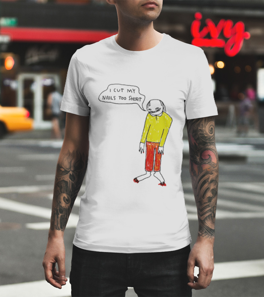 I Cut My Nails Too Short Yellow Red T-Shirt