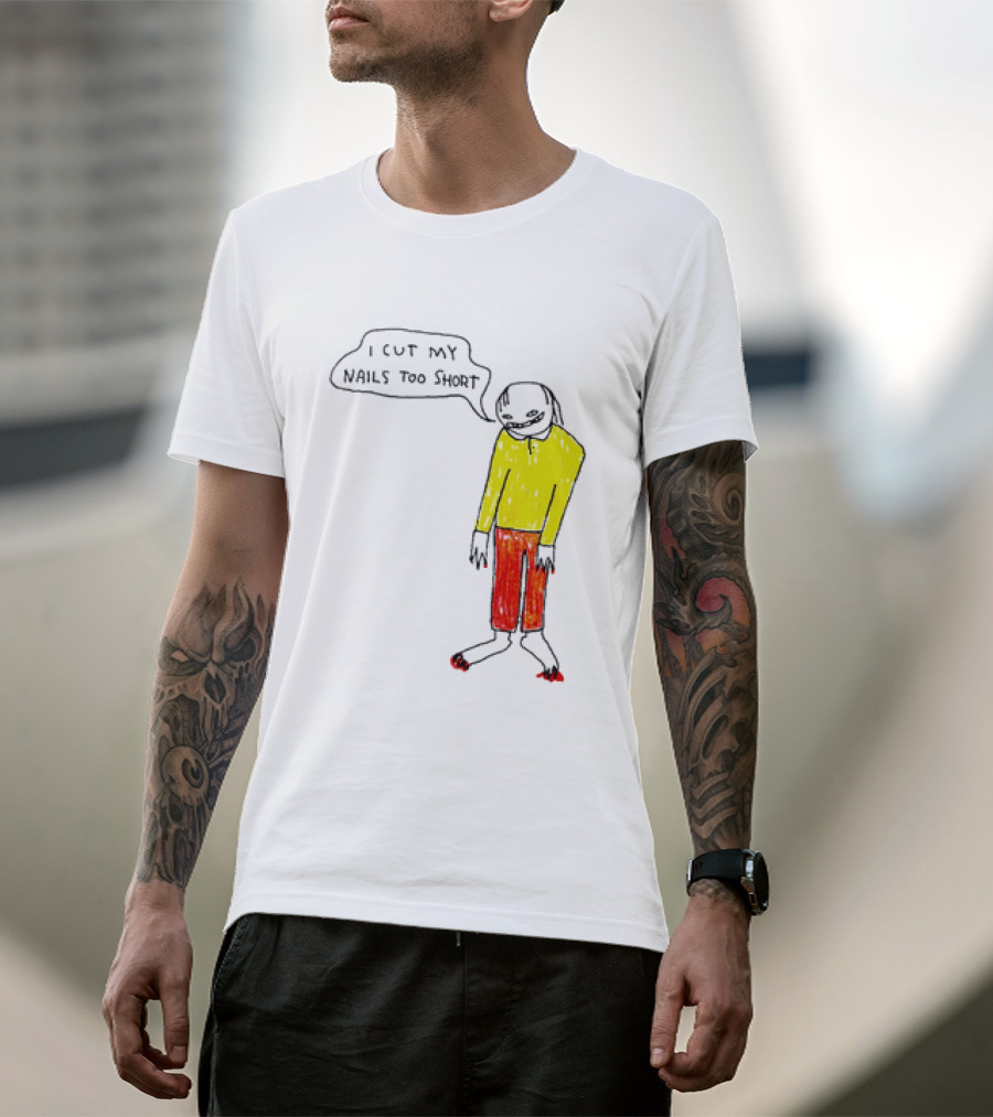 I Cut My Nails Too Short Yellow Red T-Shirt