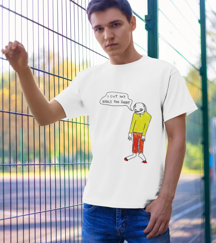 I Cut My Nails Too Short Yellow Red T-Shirt