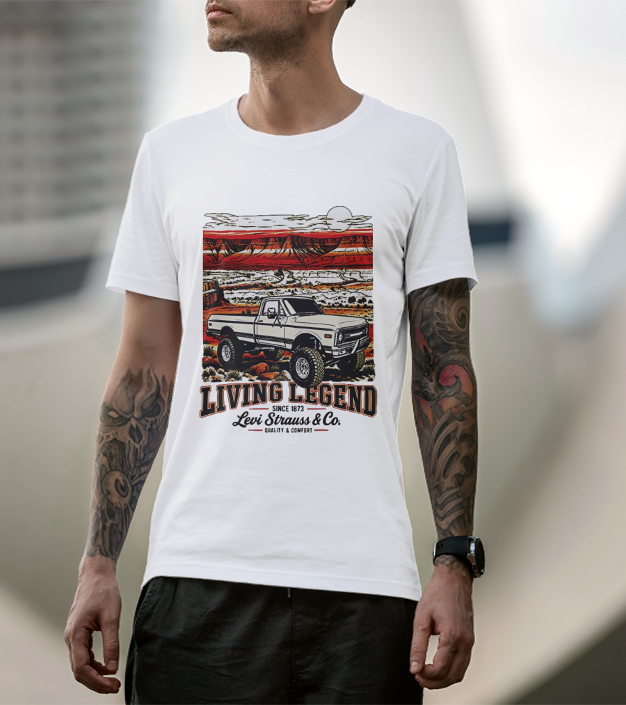 Living Legend Since 1873 Levi Strauss Co Vintage Truck Desert Scene T-Shirt