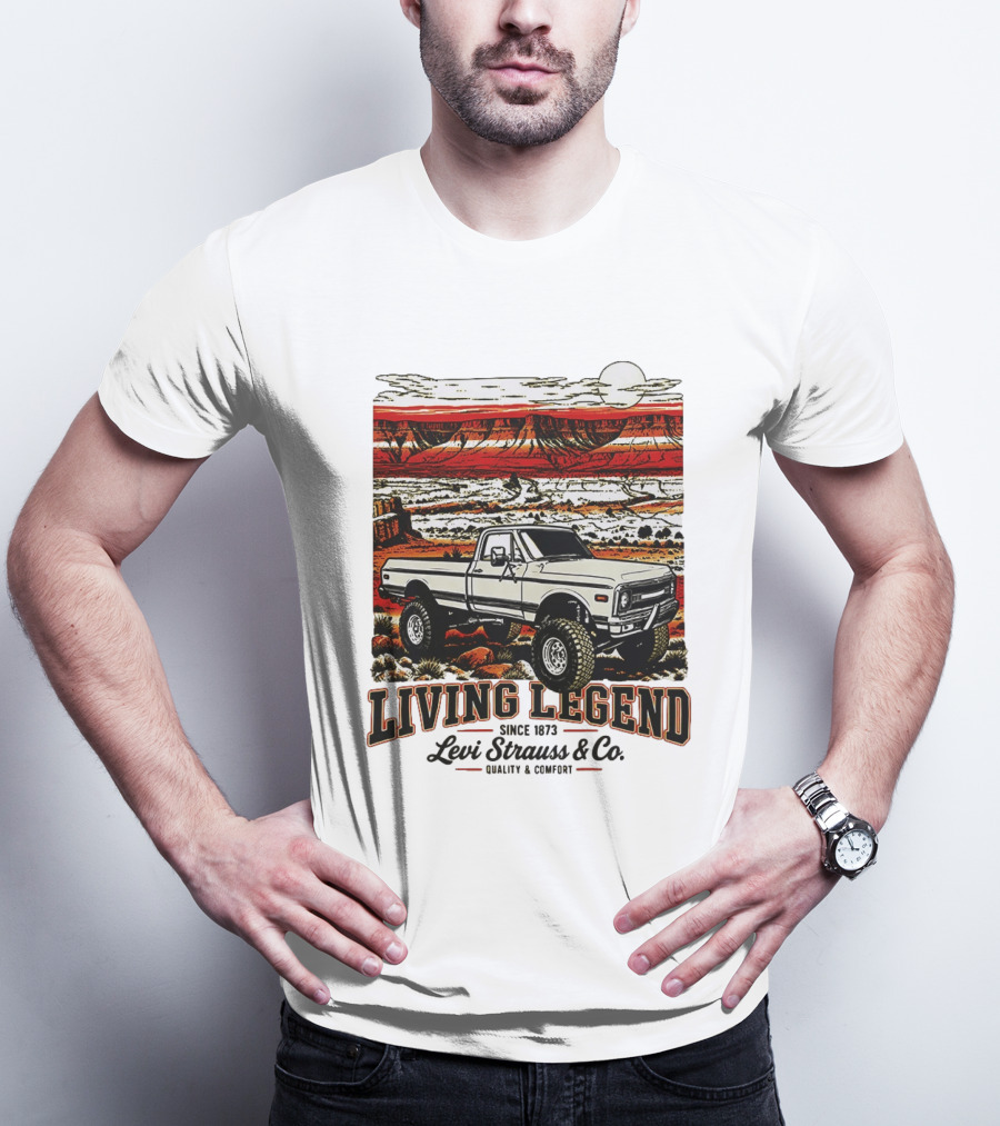 Living Legend Since 1873 Levi Strauss Co Vintage Truck Desert Scene T-Shirt