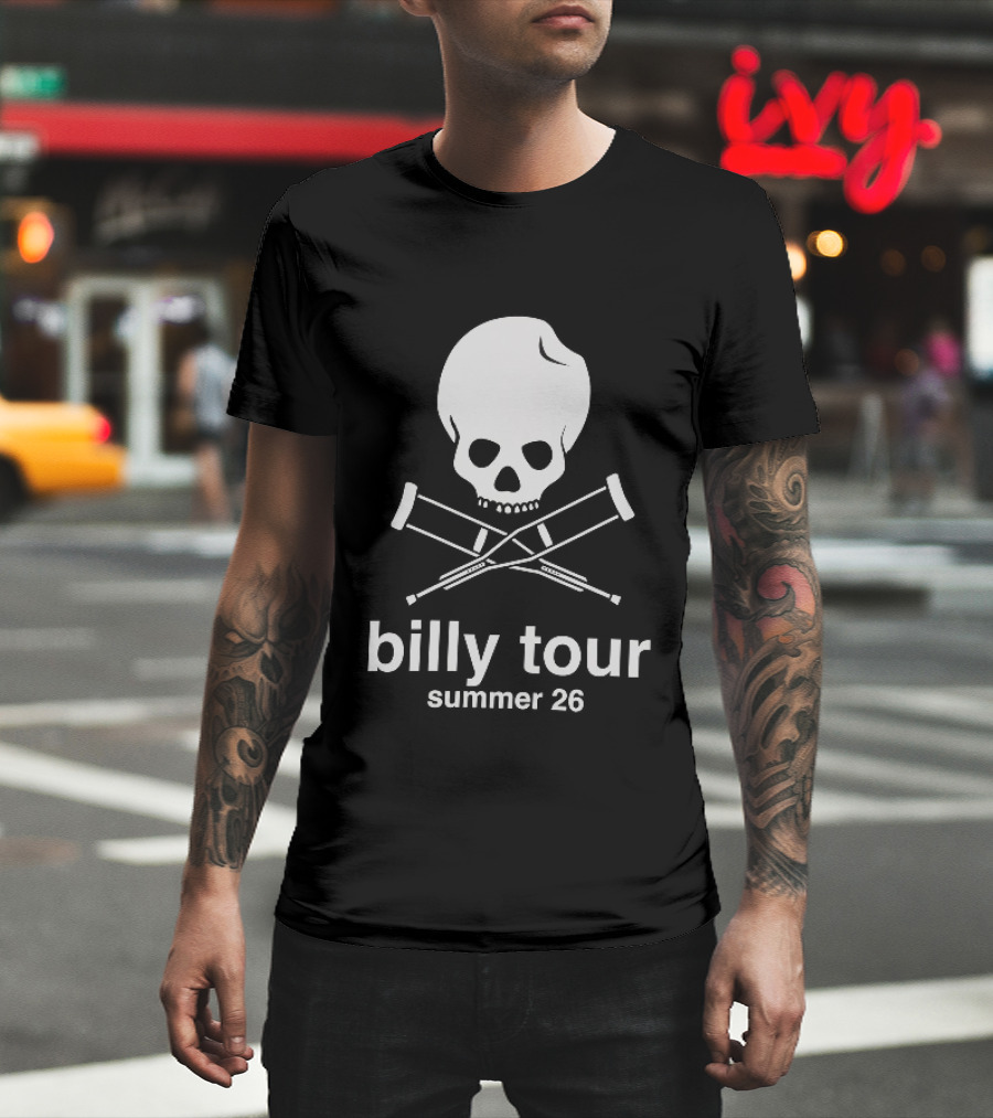 Billy Tour Summer 26 Skull And Crossed Crutches T-Shirt