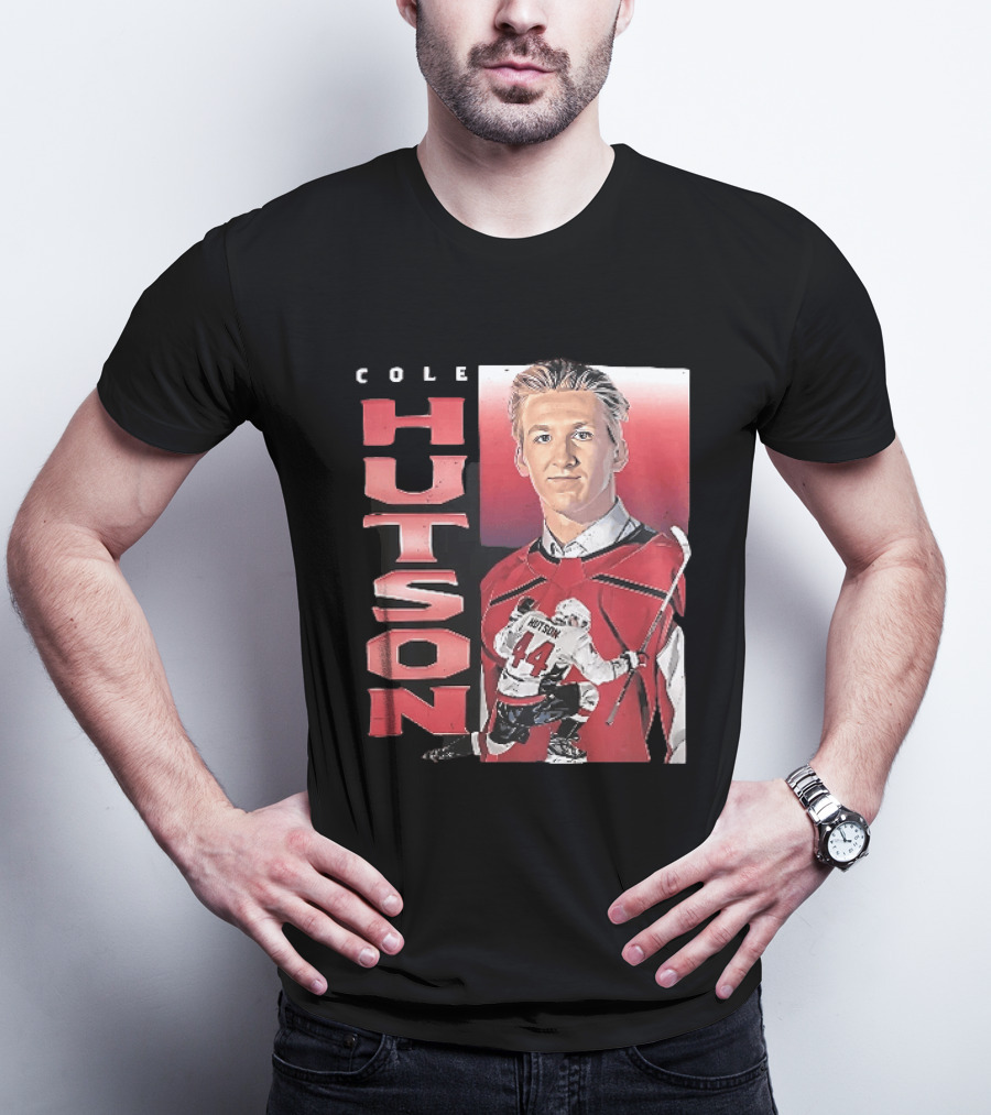 Cole Hutson Ice Hockey Player Red Jersey Number 44 Celebration T-Shirt