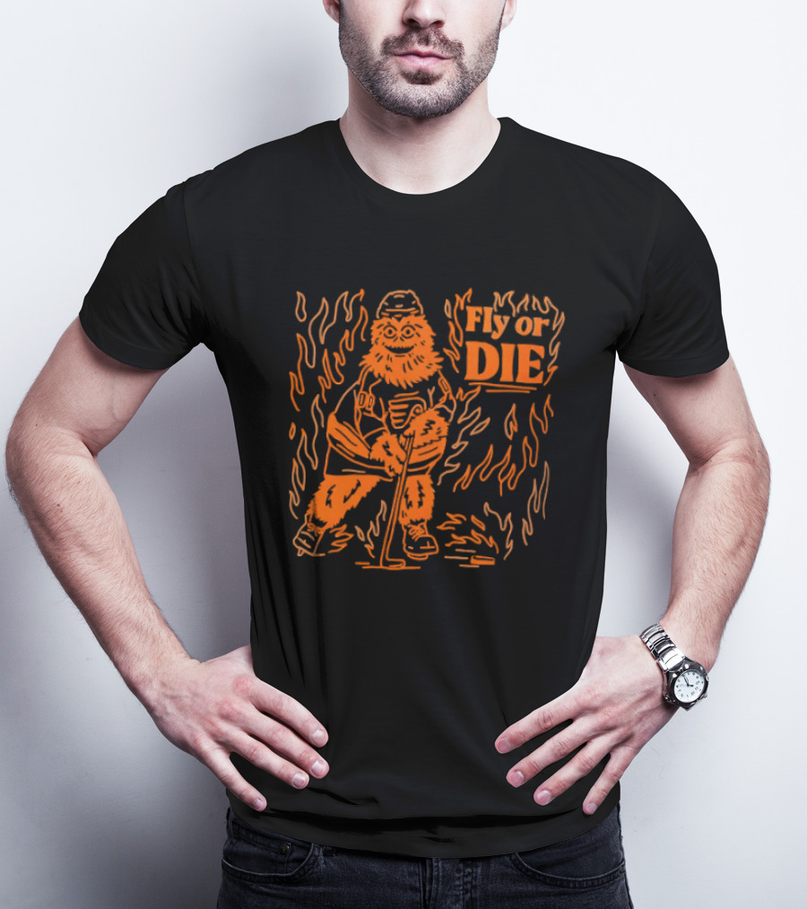 Fly Or Die Gritty Philadelphia Flyers Hockey Flame T-Shirt