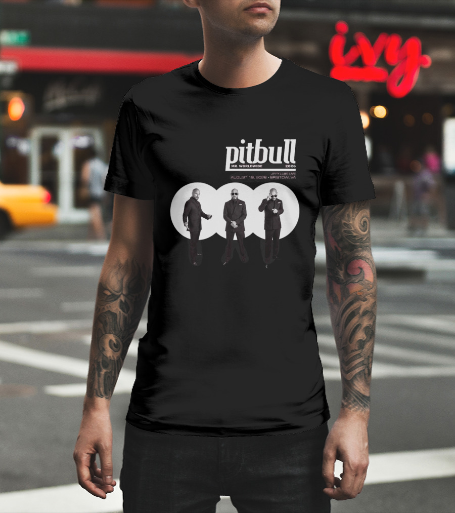 Pitbull Mr Worldwide 2026 Jiffy Lube Live Bristow VA August 19 Concert Event T-Shirt