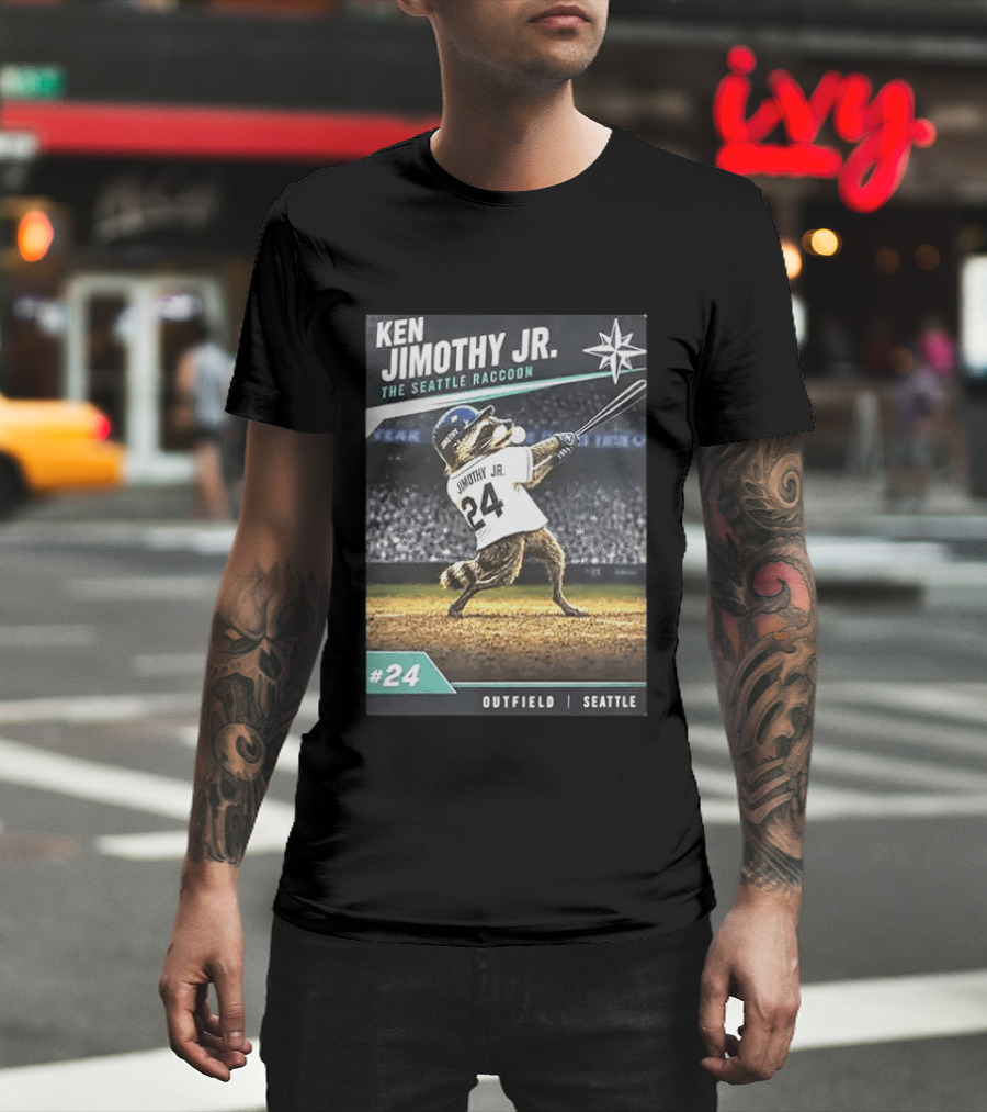 Ken Jimothy Jr The Seattle Raccoon Outfield Seattle Mariners #24 T-Shirt