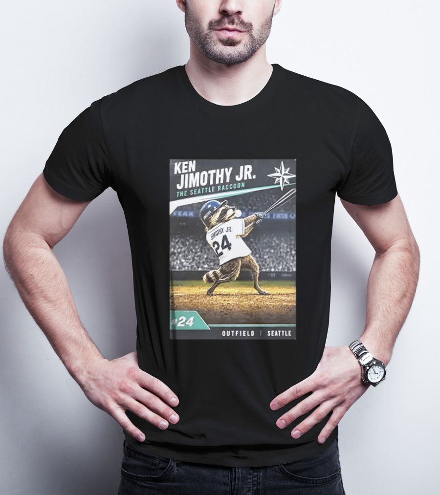 Ken Jimothy Jr The Seattle Raccoon Outfield Seattle Mariners #24 T-Shirt