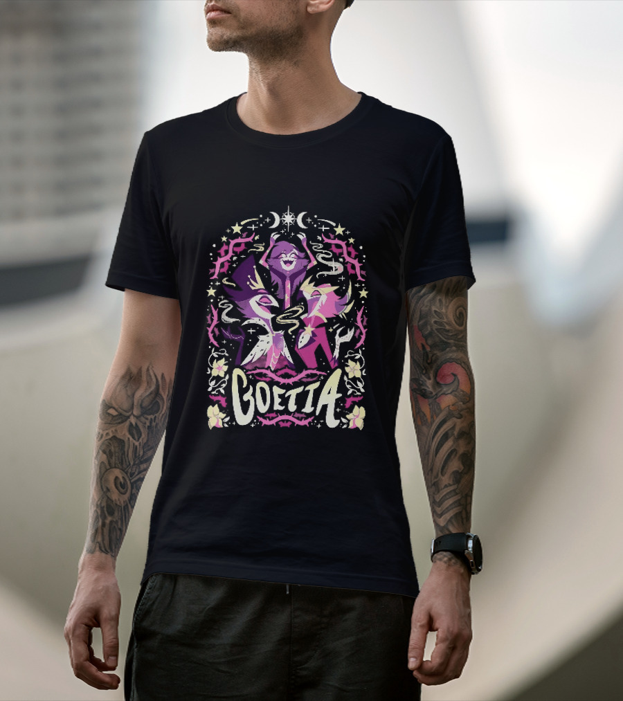 Spindlehorse Goetia Characters Celestial Motif And Crescent Moons T-Shirt