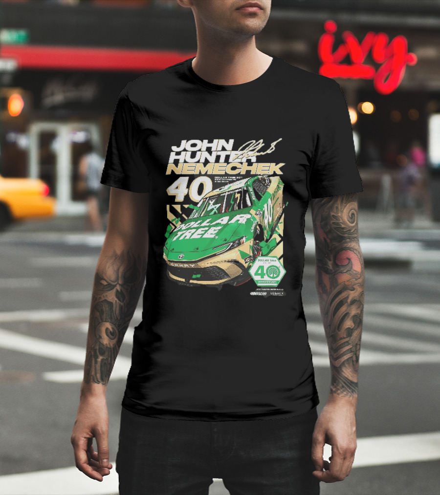 John Hunter Nemechek Dollar Tree 301 40th Anniversary 2026 Green Gold Toyota Camry Nascar New Hampshire Est 1986 T-Shirt