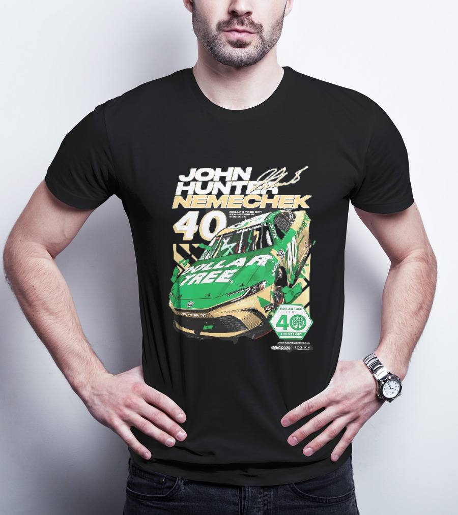 John Hunter Nemechek Dollar Tree 301 40th Anniversary 2026 Green Gold Toyota Camry Nascar New Hampshire Est 1986 T-Shirt