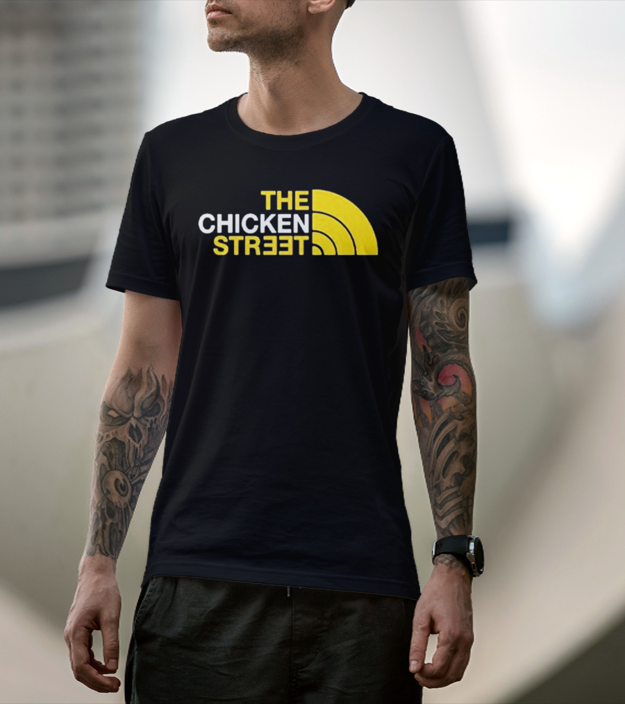The Chicken Street Block Text Bold Yellow And White Circular T-Shirt