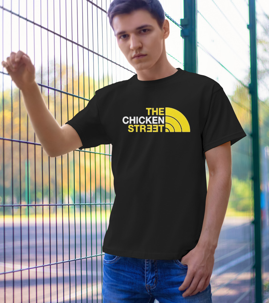 The Chicken Street Block Text Bold Yellow And White Circular T-Shirt