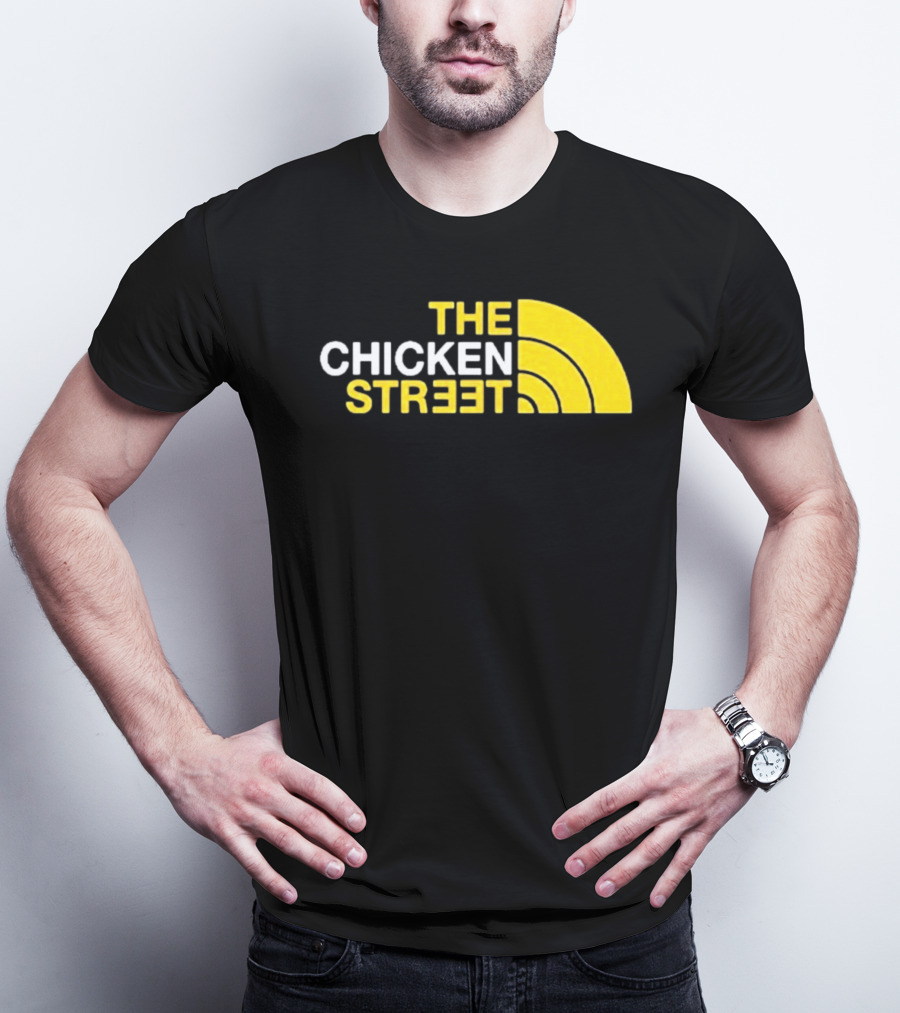 The Chicken Street Block Text Bold Yellow And White Circular T-Shirt