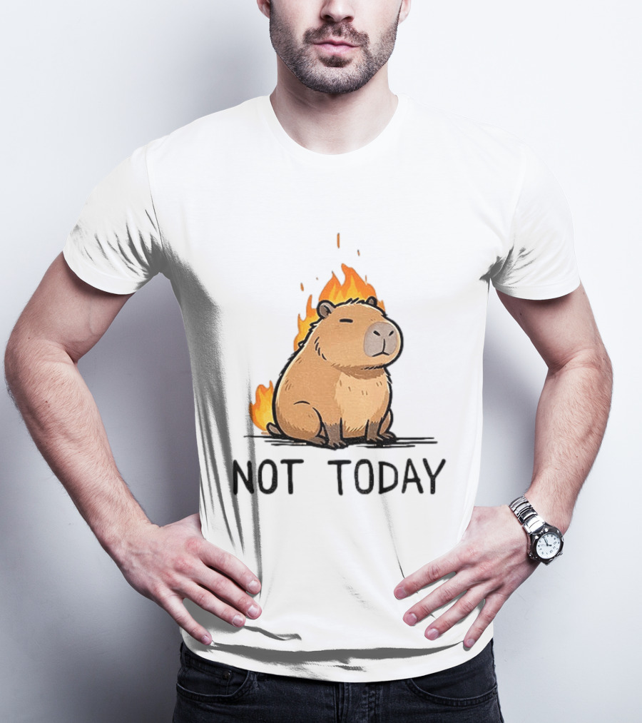 Capybara On Fire Not Today Calm Meme T-Shirt