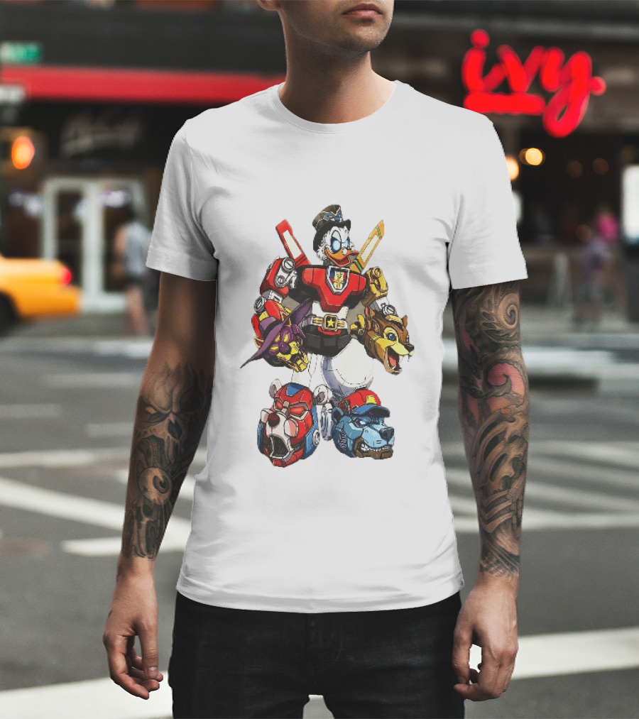 Cartoon Duck Mecha Robot Animal Armor Combination With Animal Heads T-Shirt