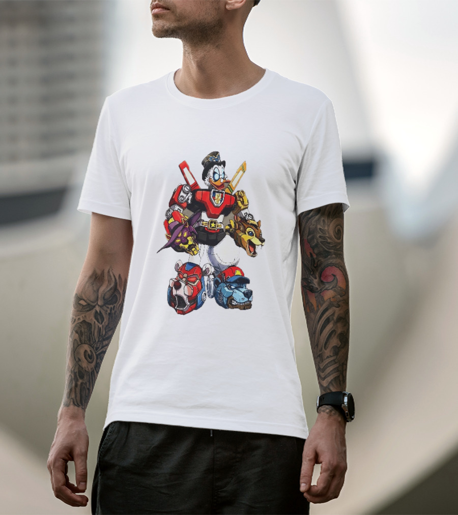 Cartoon Duck Mecha Robot Animal Armor Combination With Animal Heads T-Shirt