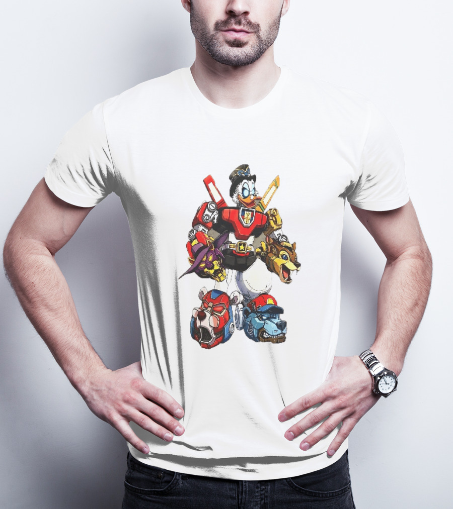 Cartoon Duck Mecha Robot Animal Armor Combination With Animal Heads T-Shirt