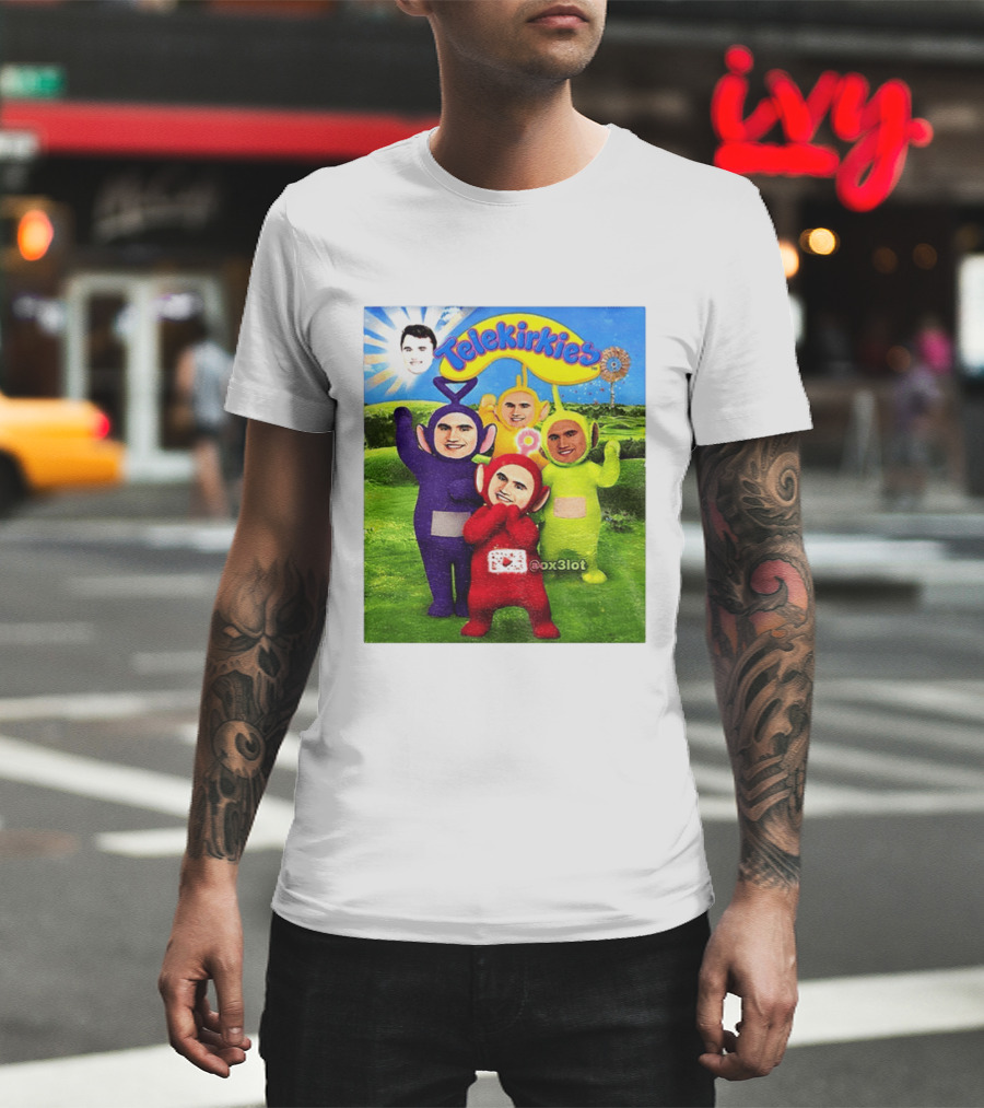 Charlie Kirk Telekirkies Meme Teletubbies Parody Face Swap T-Shirt