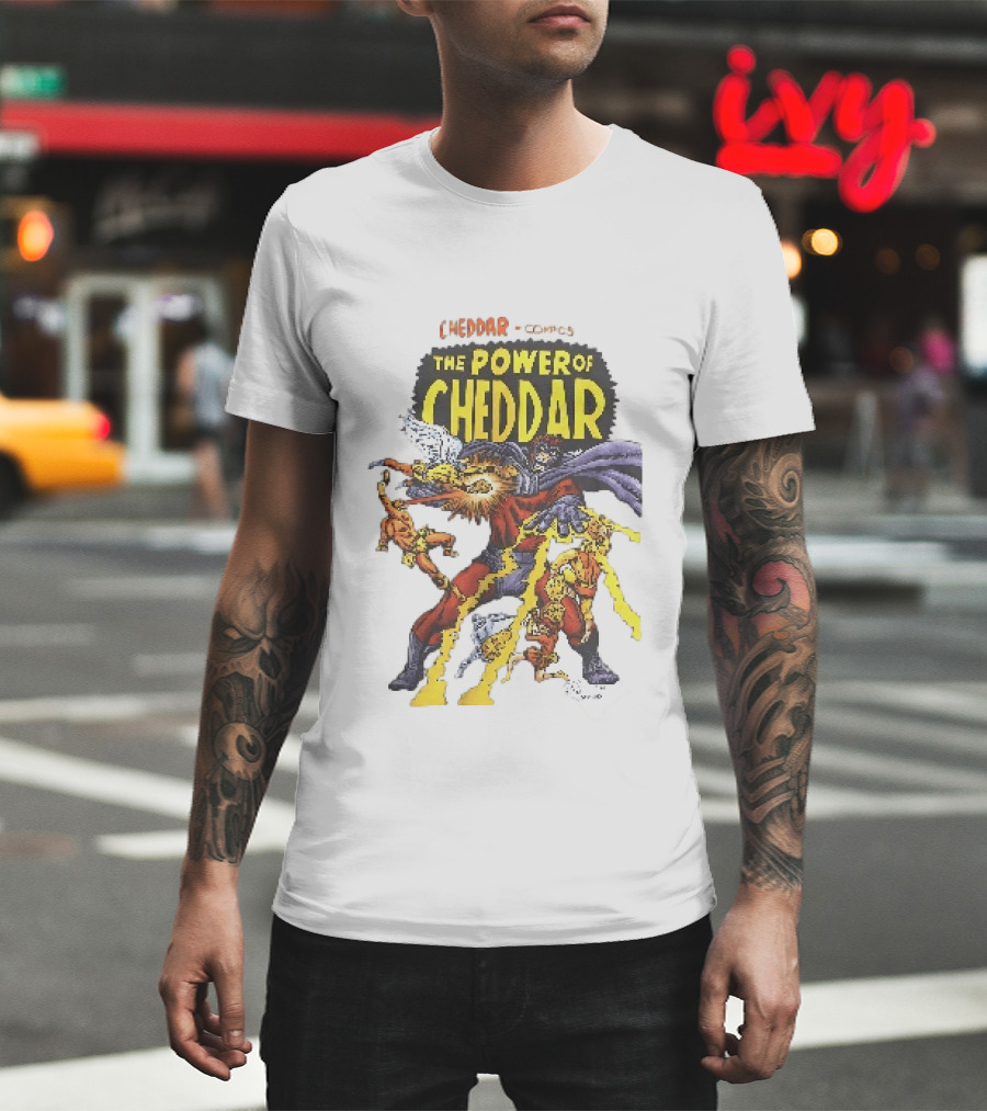 Cheddar Comics The Power Of Cheddar X Men Parody Superhero T-Shirt