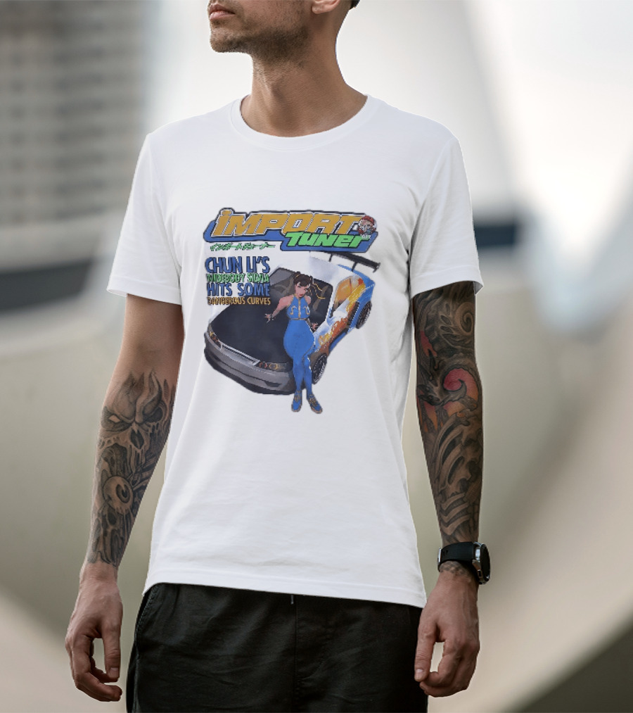 Import Tuner Chun Li's Widebody Silvia Hits Some Dangerous Curves Auto Racing Anime T-Shirt