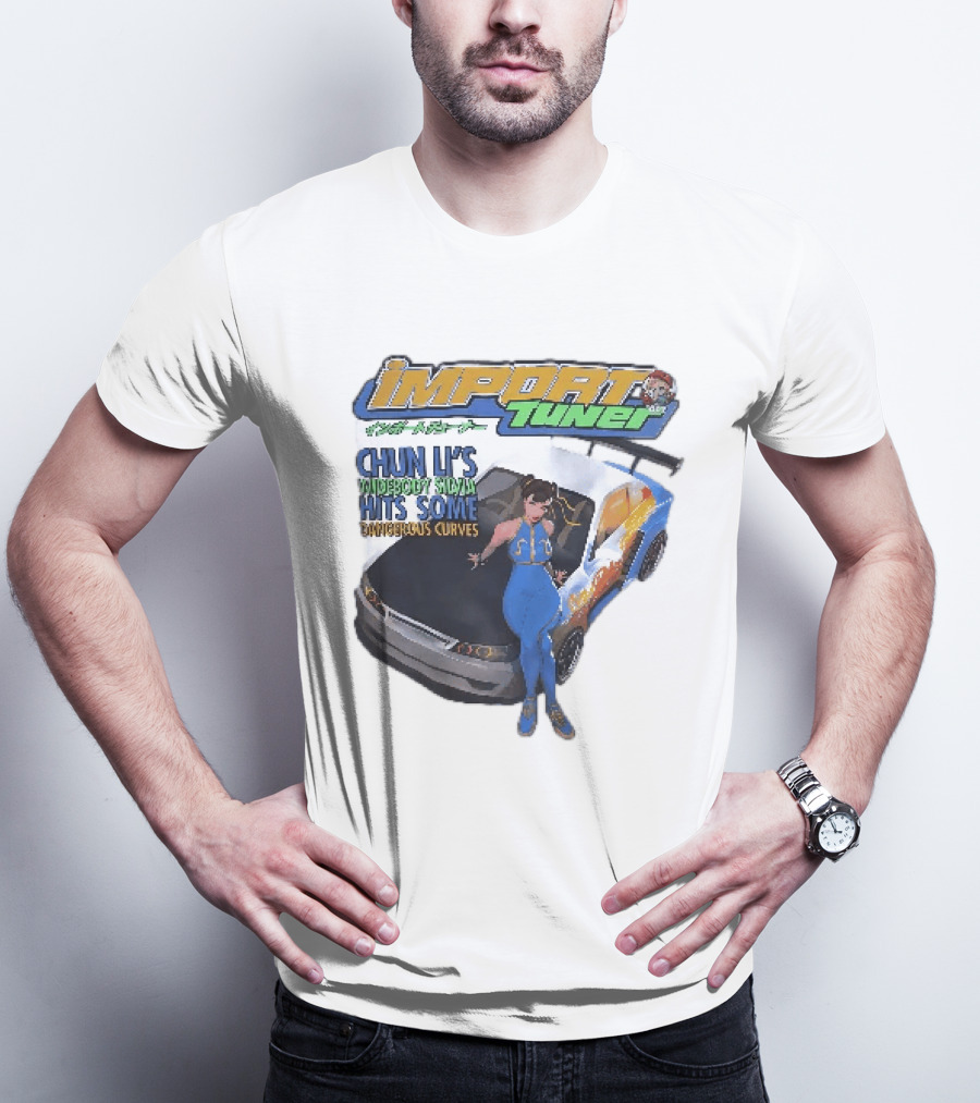 Import Tuner Chun Li's Widebody Silvia Hits Some Dangerous Curves Auto Racing Anime T-Shirt