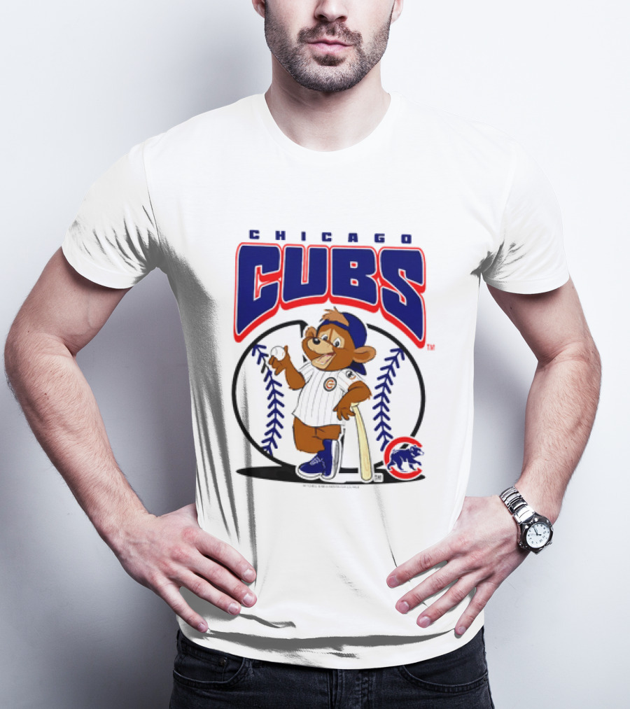 Chicago Cubs MLB 2026 Mania Bear Character Baseball Bat T-Shirt