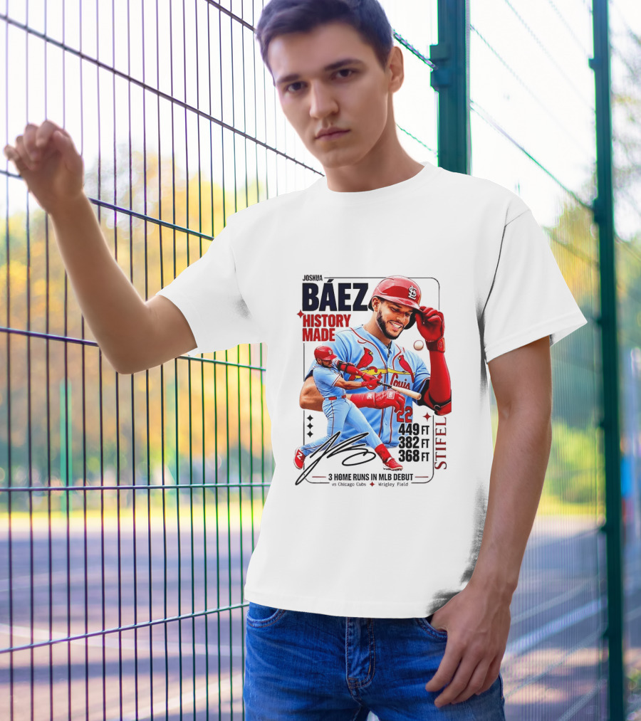 Joshua Baez St. Louis Cardinals Historic MLB Debut 3 Home Runs Wrigley Field T-Shirt