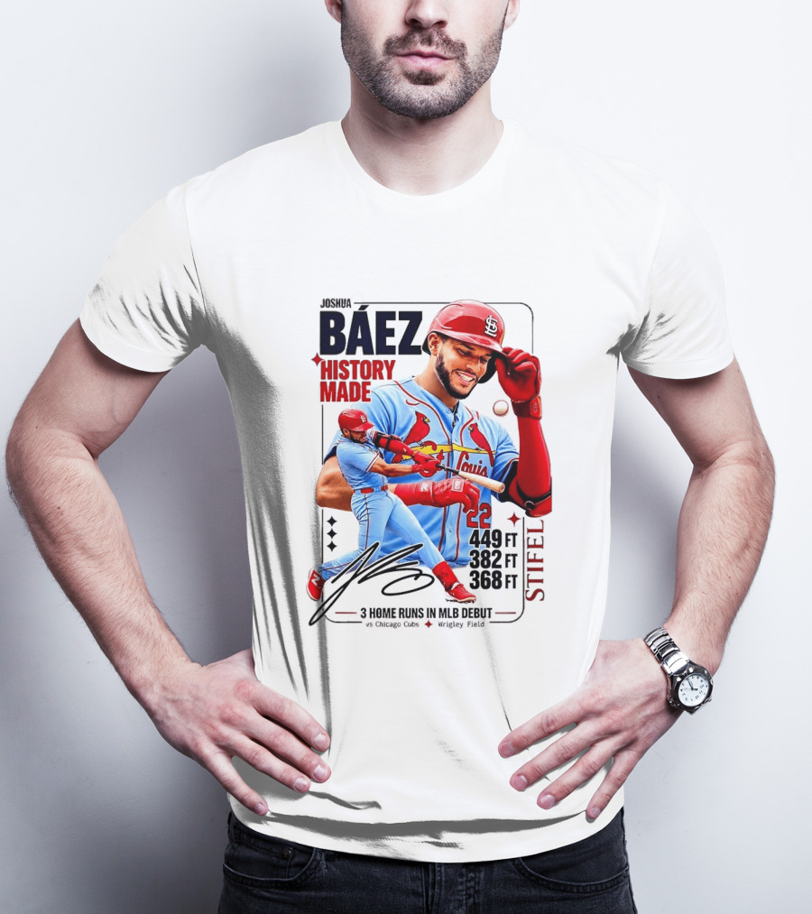 Joshua Baez St. Louis Cardinals Historic MLB Debut 3 Home Runs Wrigley Field T-Shirt