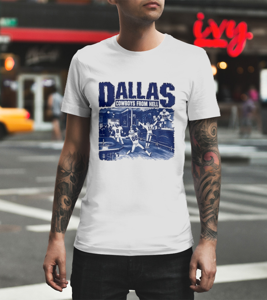 Dallas Cowboys From Hell Football Bar Scene T-Shirt