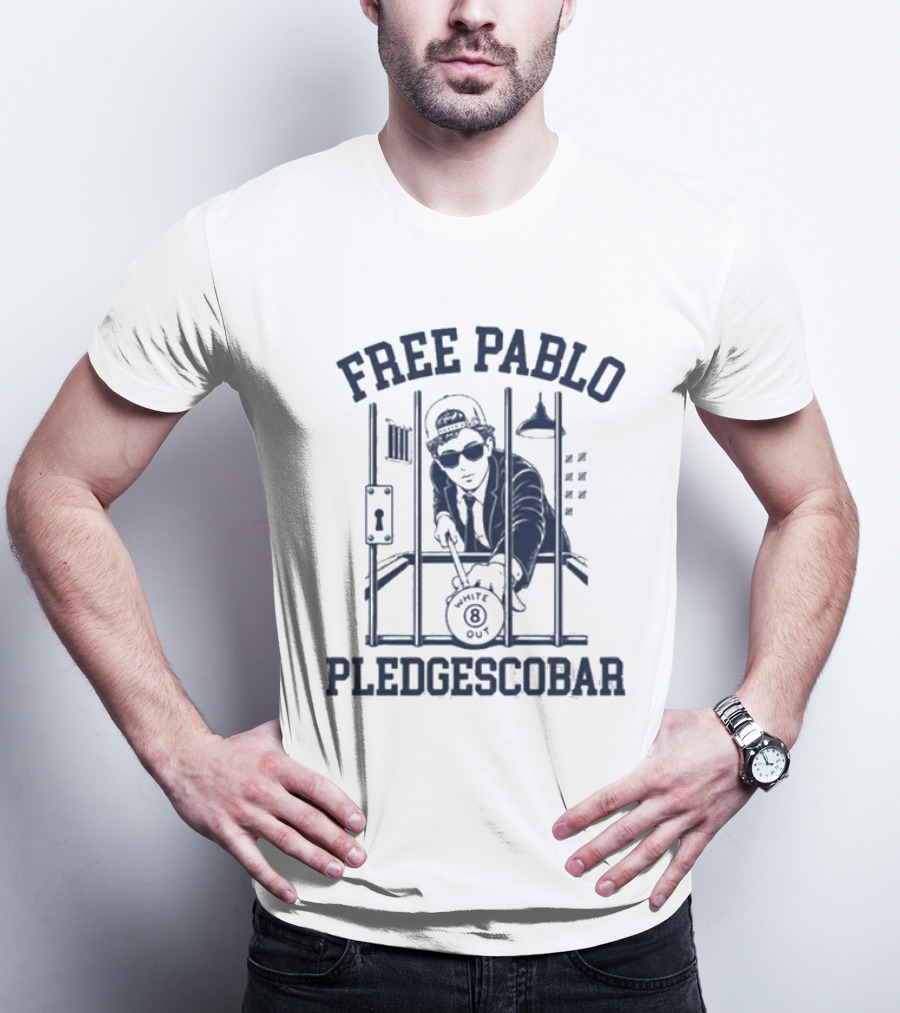 Free Pablo Pledgescobar Jail Break White Out T-Shirt