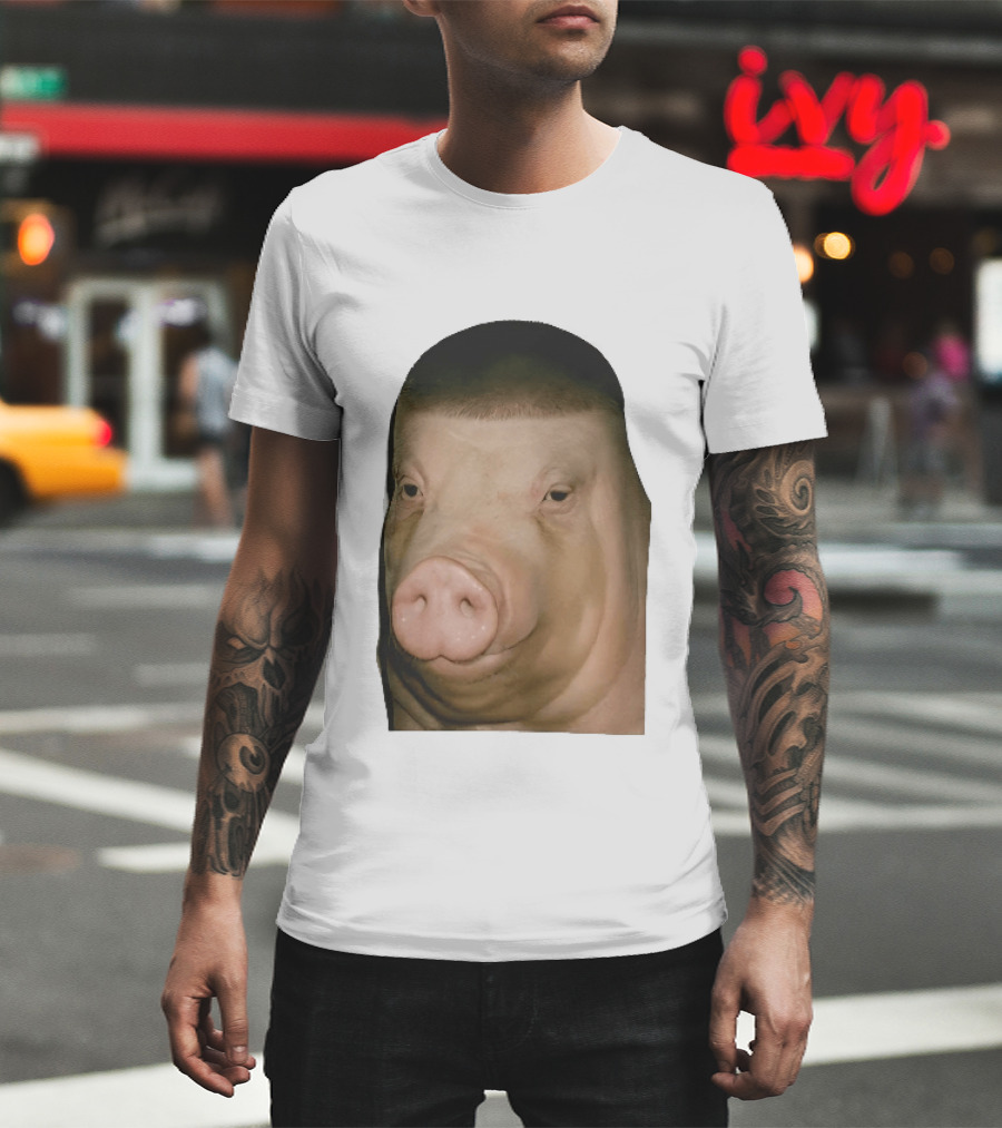 Photorealistic Close Up Pig Face Edgar Haircut Cutout T-Shirt