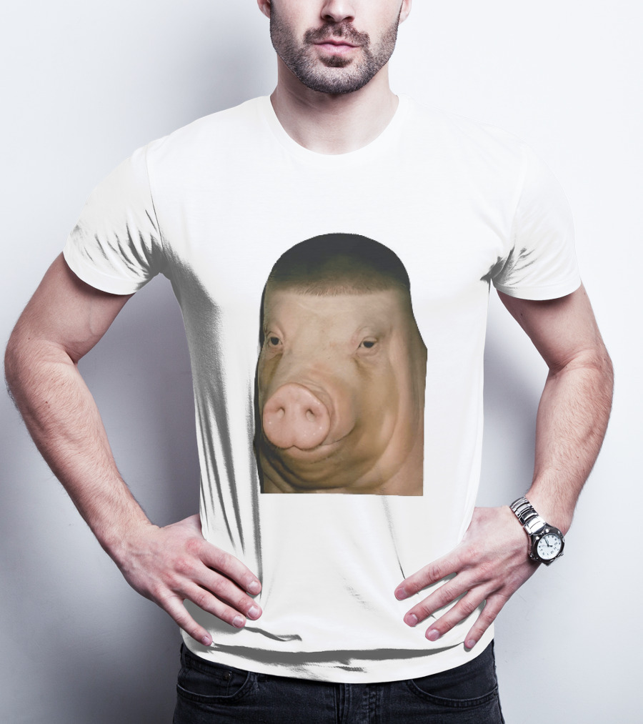 Photorealistic Close Up Pig Face Edgar Haircut Cutout T-Shirt