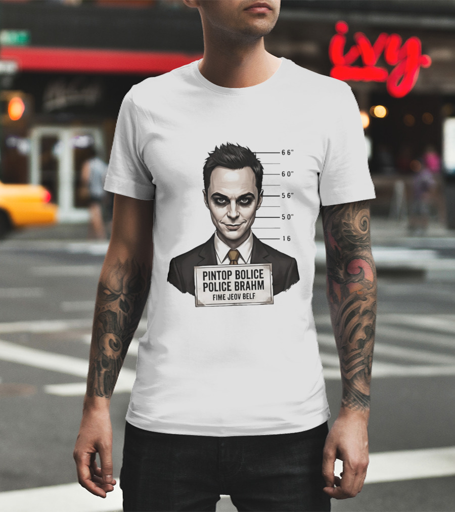 Sheldon Cooper Shot Parody Pintop Police Joker T-Shirt