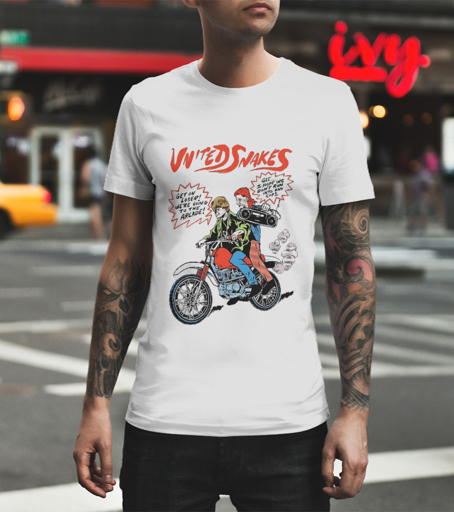 United Snakes Get On Loser We're Going To The Arcade Motorcycle Adventure T-Shirt