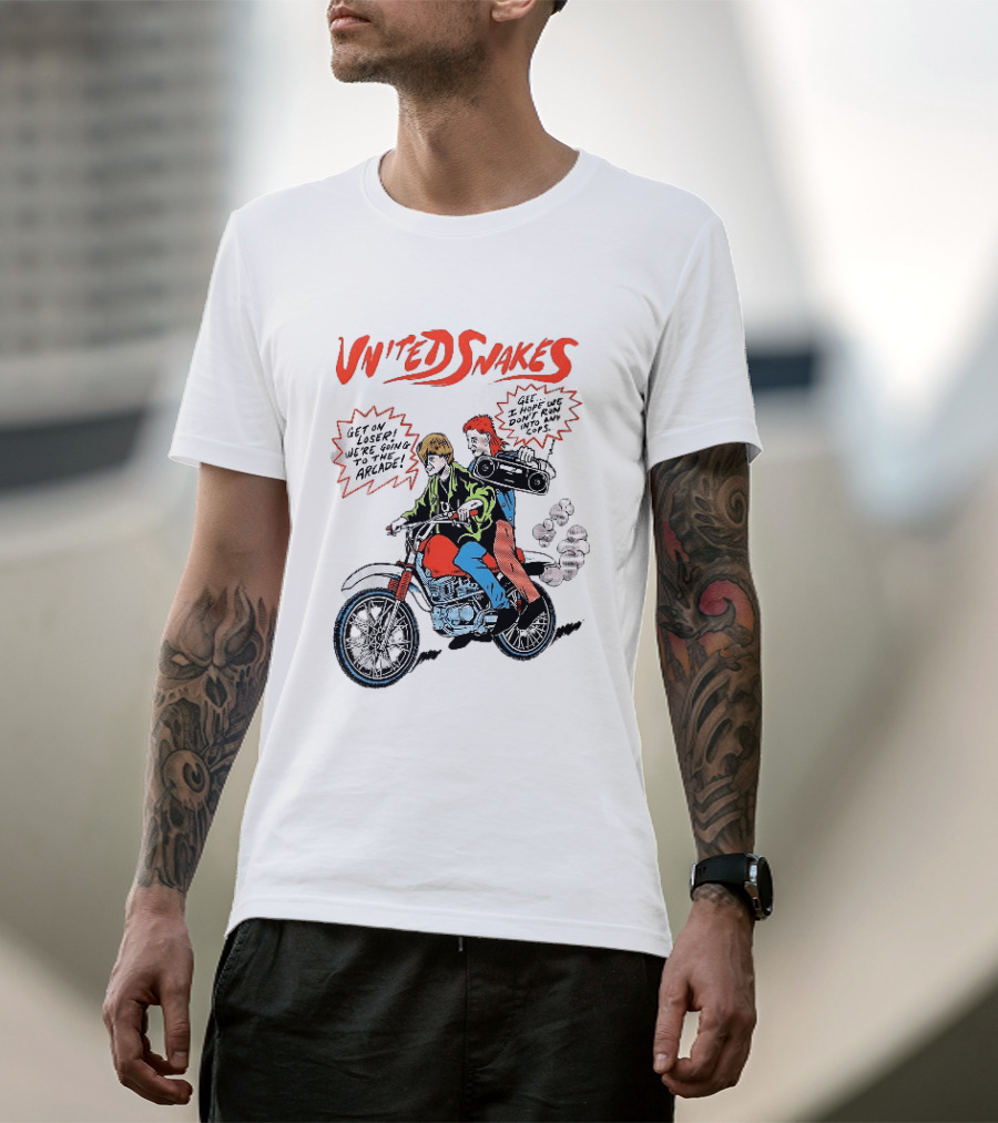 United Snakes Get On Loser We're Going To The Arcade Motorcycle Adventure T-Shirt