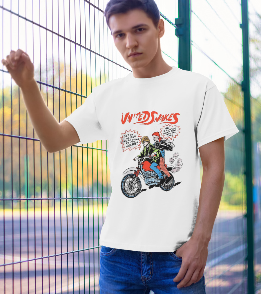 United Snakes Get On Loser We're Going To The Arcade Motorcycle Adventure T-Shirt