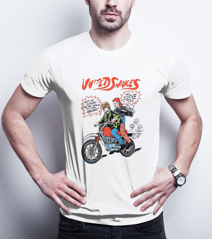 United Snakes Get On Loser We're Going To The Arcade Motorcycle Adventure T-Shirt