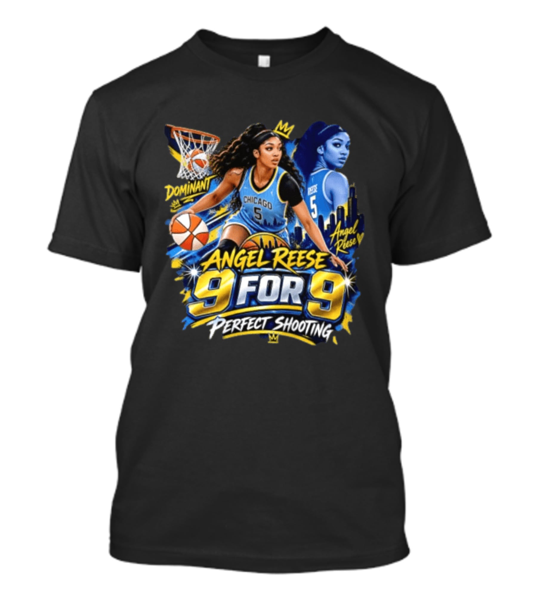 Angel Reese 9 For 9 Perfect Shooting Dominant Chicago Basketball T-Shirt