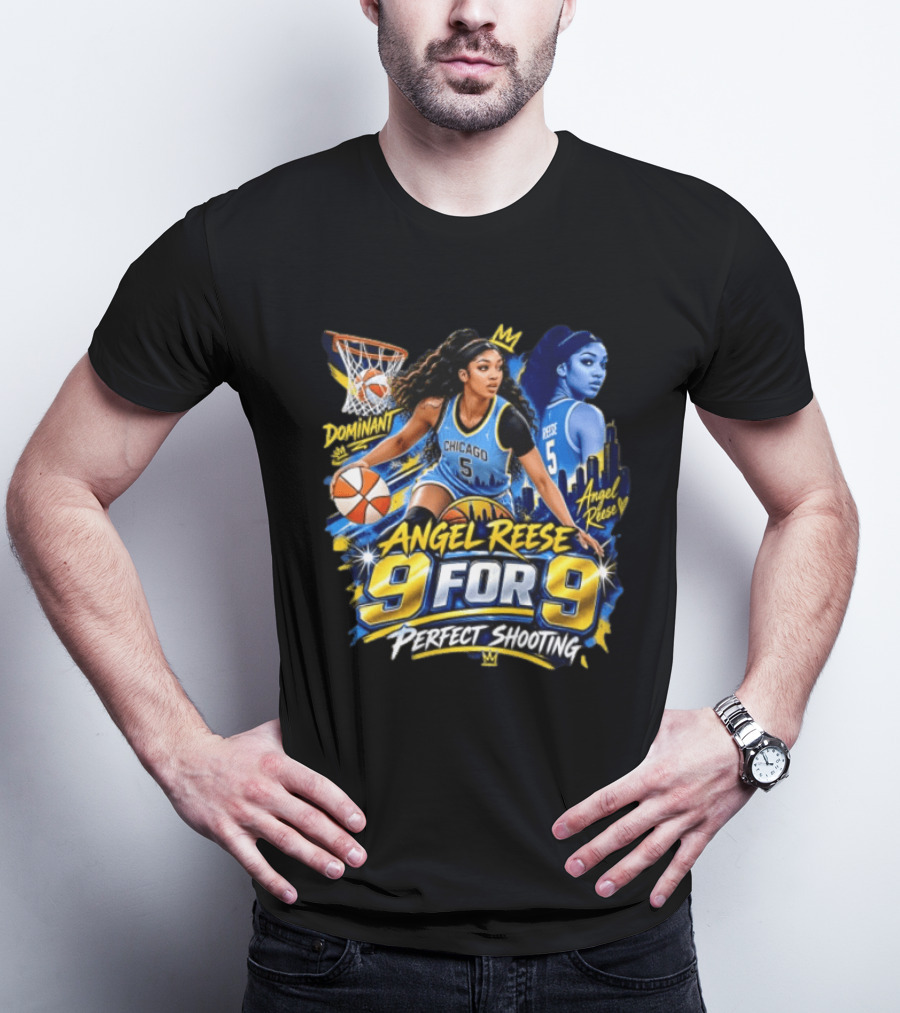 Angel Reese 9 For 9 Perfect Shooting Dominant Chicago Basketball T-Shirt