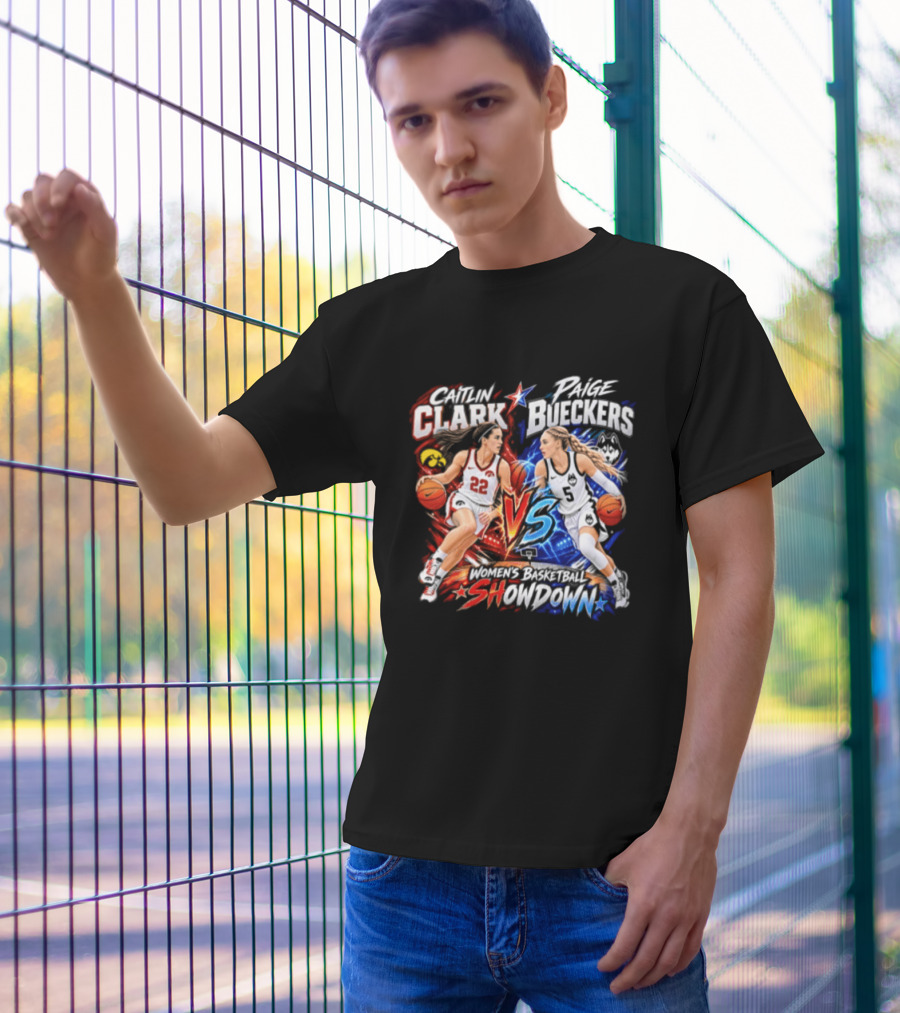 Caitlin Clark Paige Bueckers Basketball Showdown VS Rivalry T-Shirt