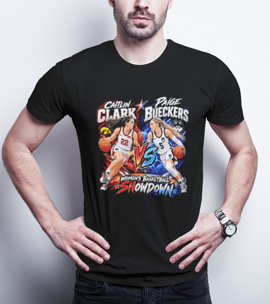 Caitlin Clark Paige Bueckers Basketball Showdown VS Rivalry T-Shirt