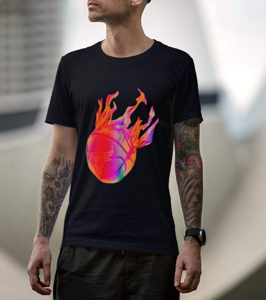 Chicago Bulls NBA Basketball Flaming Fireball NBA Fans Merchandise T-Shirt