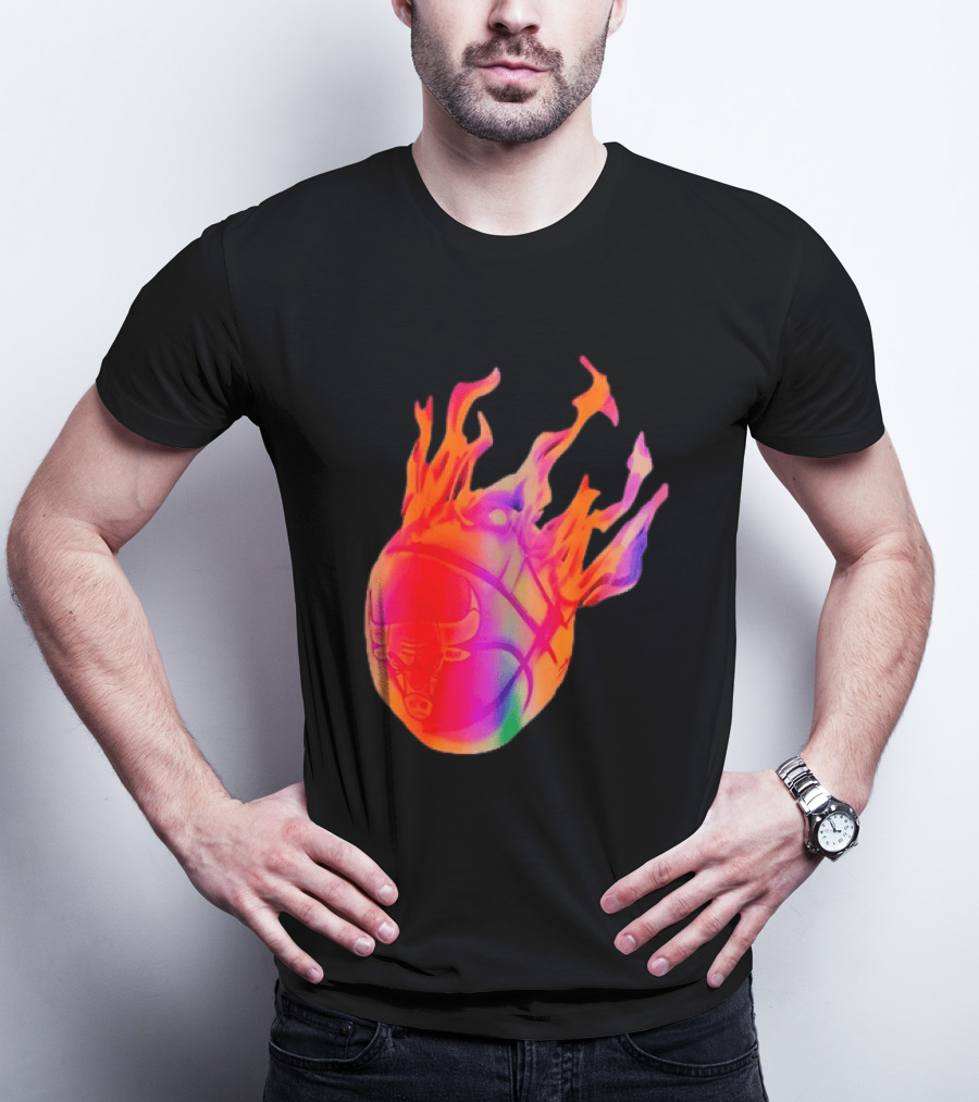 Chicago Bulls NBA Basketball Flaming Fireball NBA Fans Merchandise T-Shirt