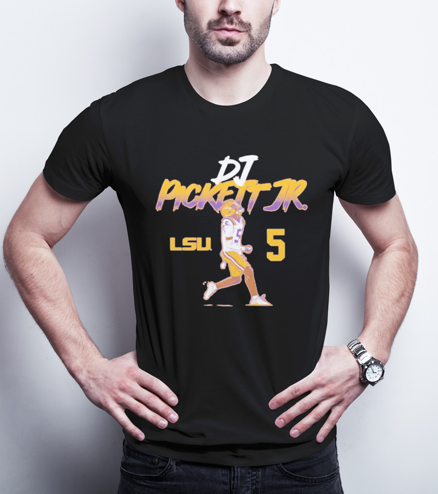 DJ Pickett Jr. LSU Tigers 5 Football Pose T-Shirt