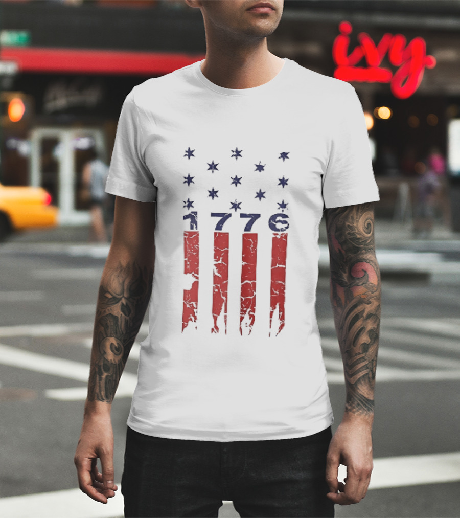 1776 Distressed American Flag Stars Stripes Patriotic T-Shirt