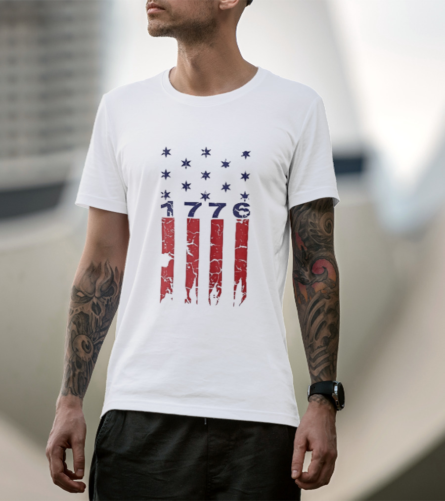 1776 Distressed American Flag Stars Stripes Patriotic T-Shirt